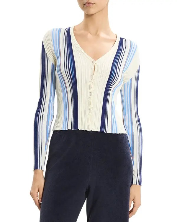 Theory Ribbed Cardigan - Ivory Multi