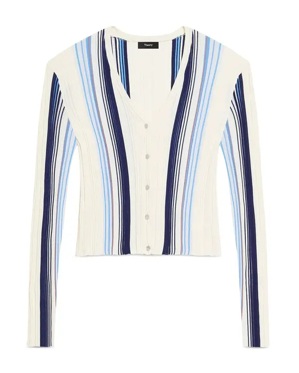 Theory Ribbed Cardigan - Ivory Multi