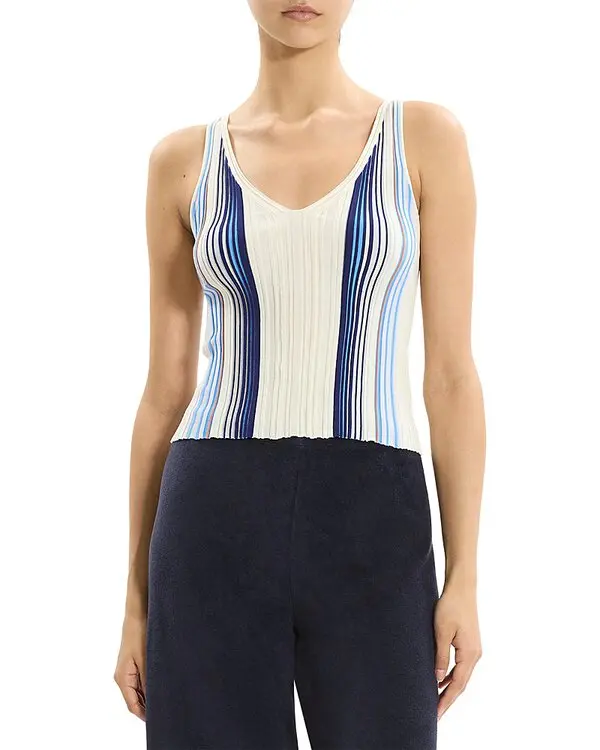 Theory Ribbed Tank - Ivory Multi