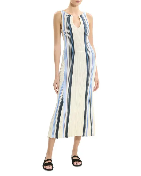 Theory Ribbed Tank Dress With Vertical Stripes