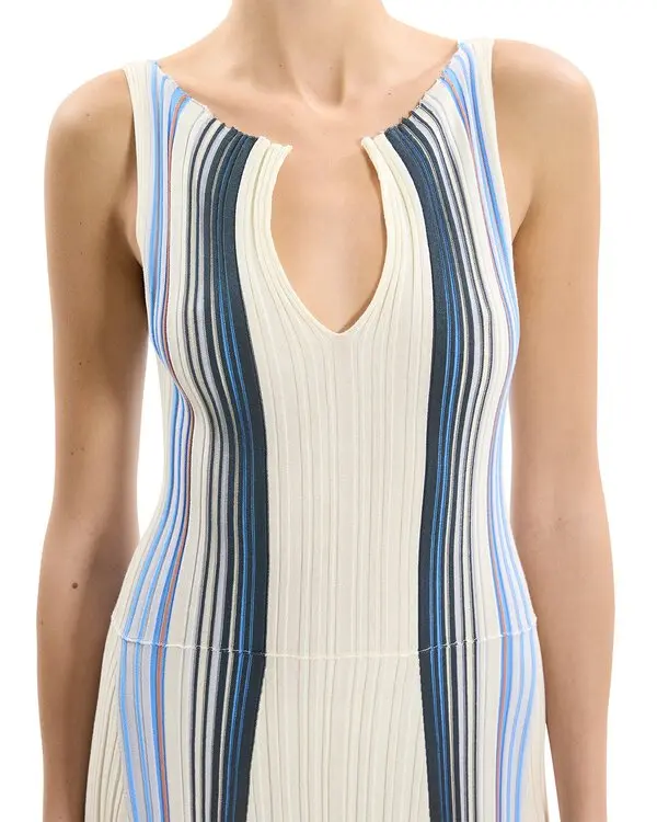 Theory Ribbed Tank Dress With Vertical Stripes