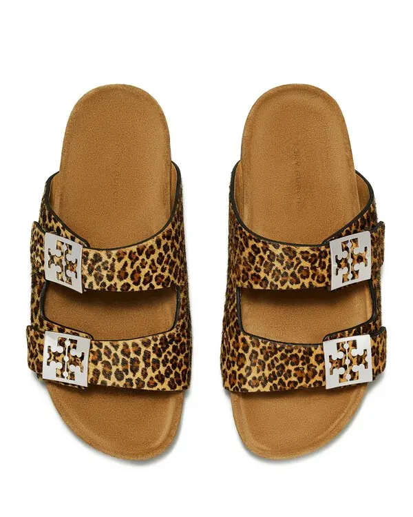 Tory Burch Mellow Leopard Print Calf Hair Slides With Metal Hardware - Leopard Multi
