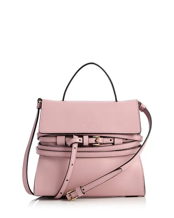 Moschino Tie Me Small Leather Crossbody Bag - Pink