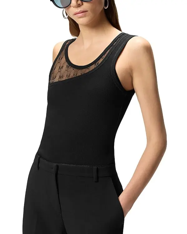 Pinko Cupboard Ribbed Tank Top - Black