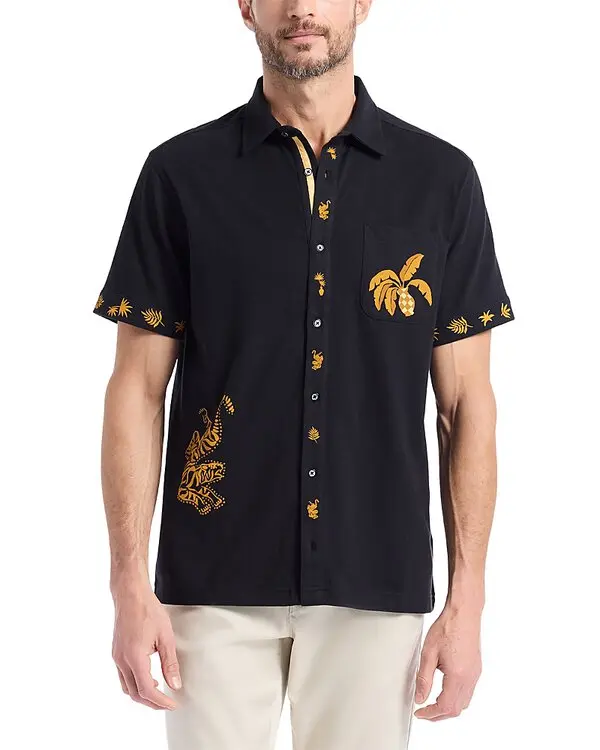 Robert Graham Golden Jungle Short Sleeve Knit Shirt - Black