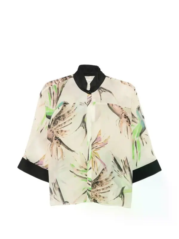 PSOPHIA Bird Print Wide-sleeve Shirt