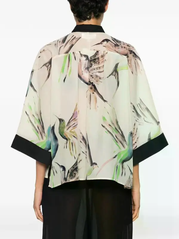 PSOPHIA Bird Print Wide-sleeve Shirt