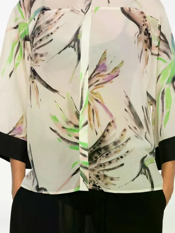 PSOPHIA Bird Print Wide-sleeve Shirt
