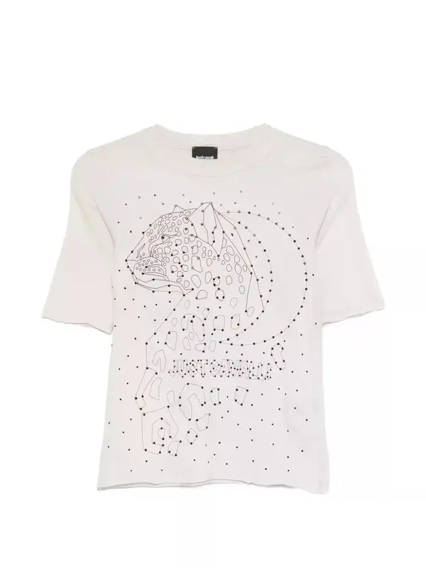 Just Cavalli Graphic Print Raw-edge T-shirt - Neutrals