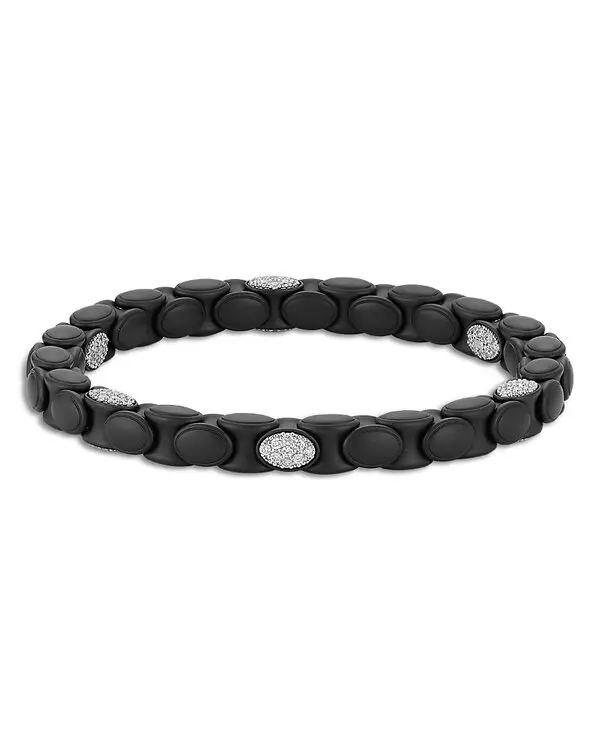 DEMEGLIO 18k White Gold & Ceramic Diamond Anacondino Bracelet, 1.11 Tcw - Black