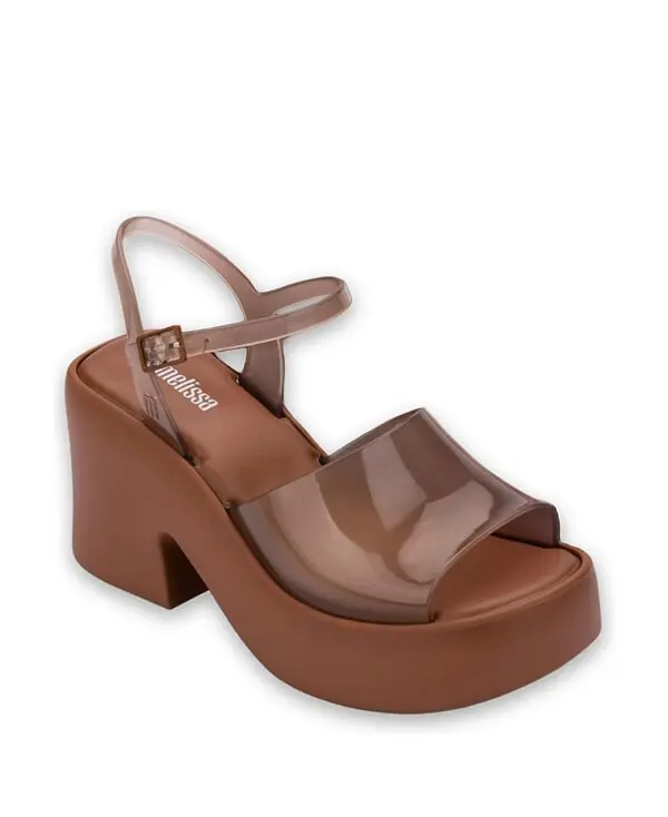 Melissa Lina Platform Sandals With Ankle Strap - Brown/transparent