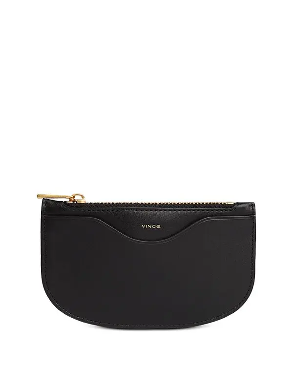 Vince Half Moon Leather Card Case - Black