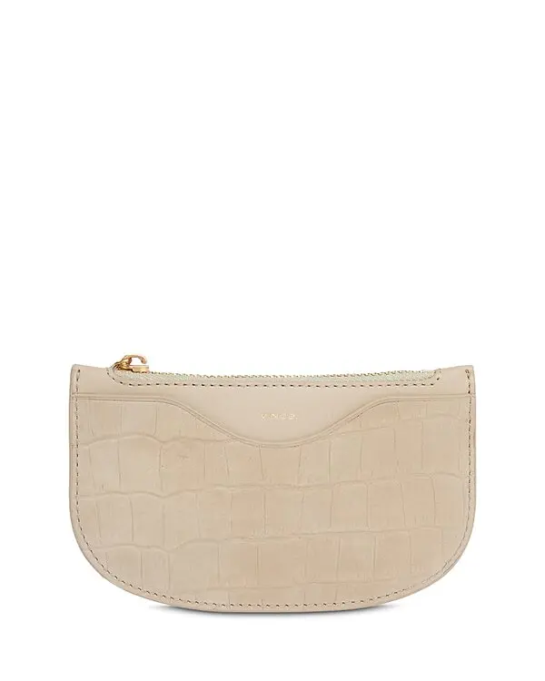 Vince Half Moon Embossed Leather Card Case - Marzipan
