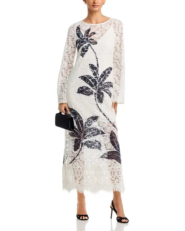 Kobi Halperin Long Sleeve Lace Maxi Dress