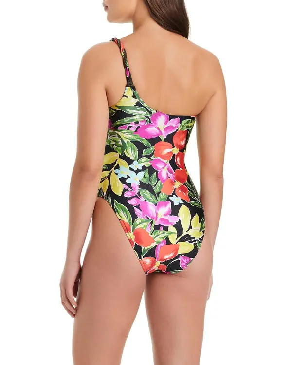 Red Carter One Shoulder O Ring One Piece Swimsuit