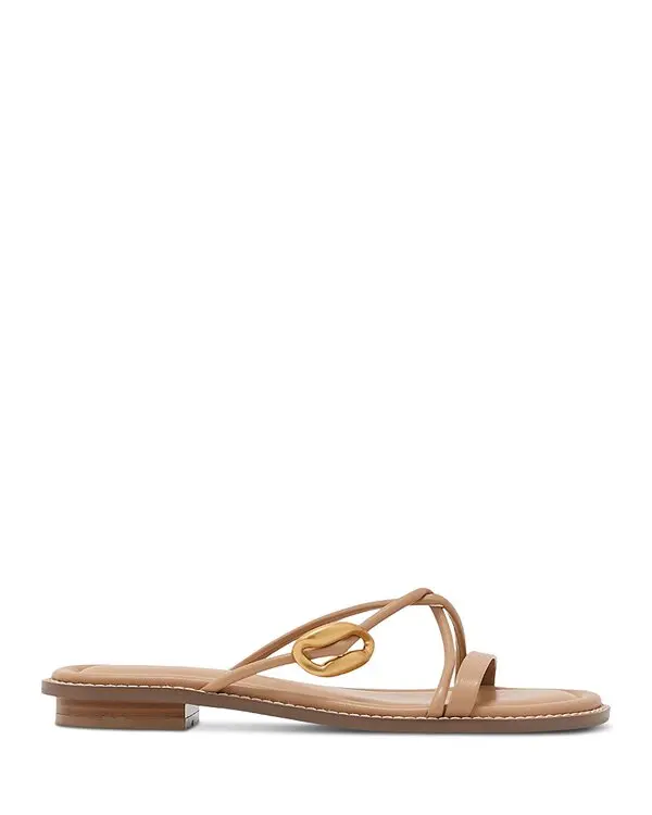 REISS Raina Flat Leather Sandals - Nude