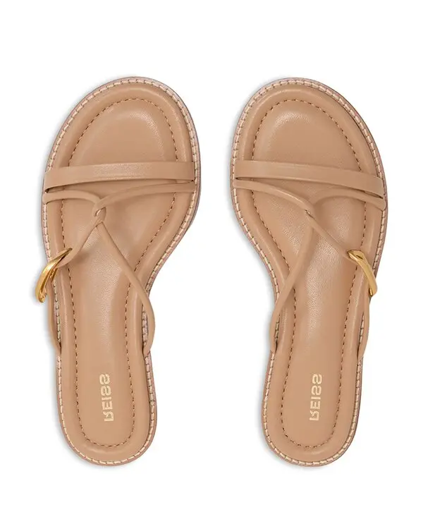 REISS Raina Flat Leather Sandals With Gold Tone Detail