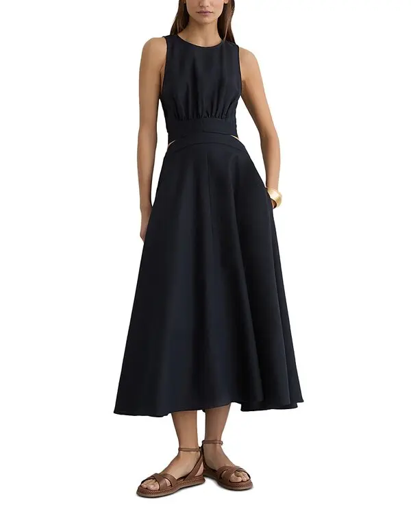 REISS Hazel Cutout Dress - Navy