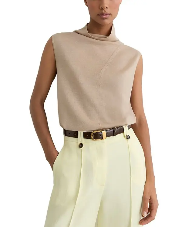 REISS Honey Wool Sleeveless Top