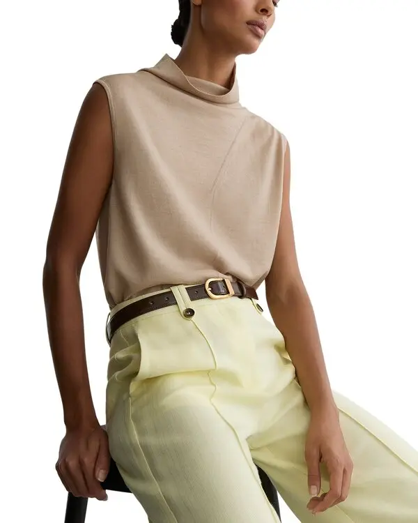 REISS Honey Wool Sleeveless Top