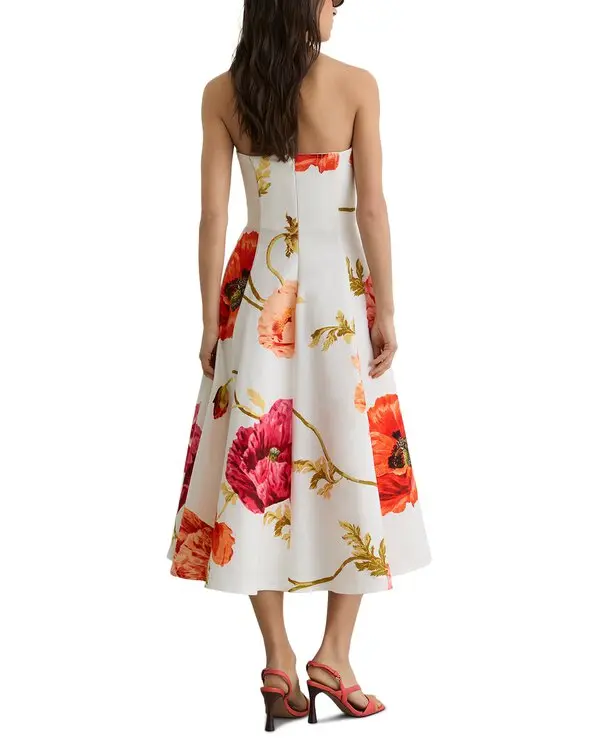 REISS Penelope Strapless Floral Dress