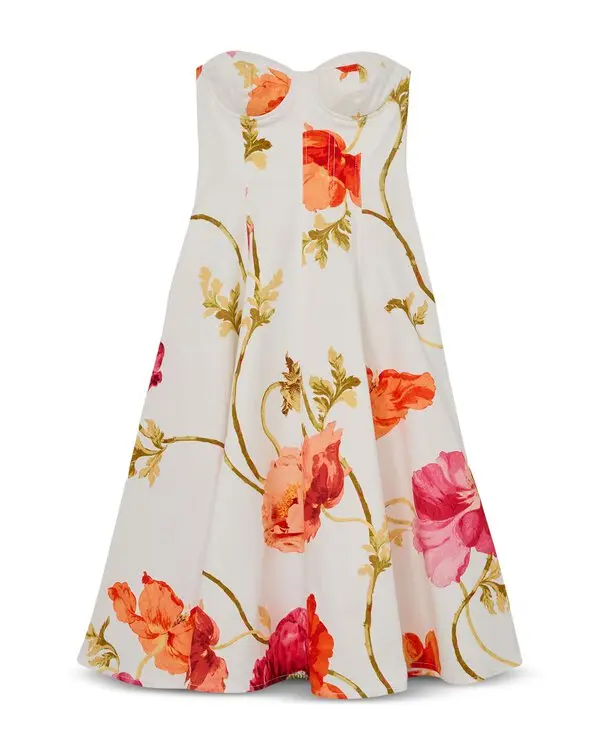 REISS Penelope Strapless Floral Dress