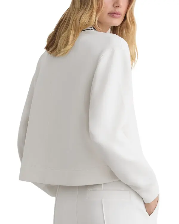 REISS Verity Sweatshirt With V-neck And Striped Trim