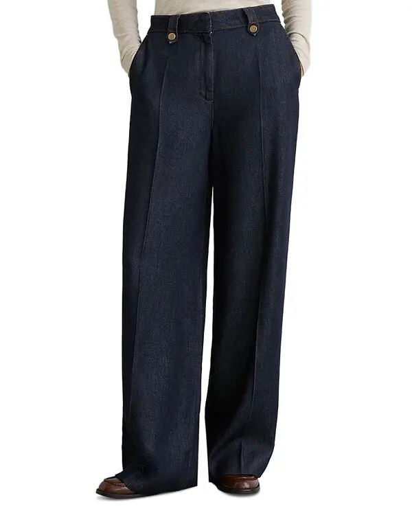 REISS Petites Kaia Wide Leg Pants - Indigo