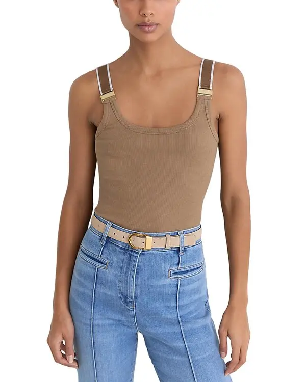 REISS Vinnie Hardware Tank Top - Camel Ivory