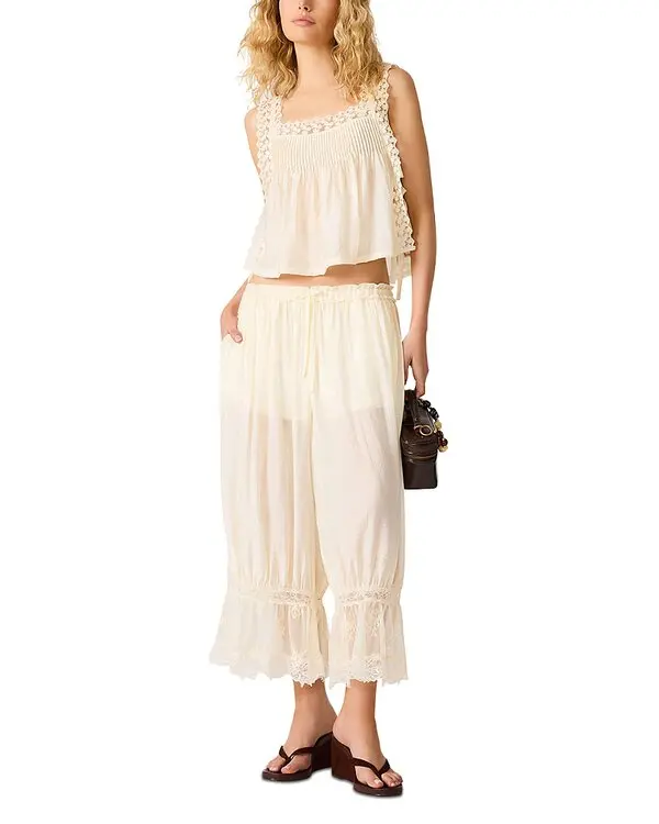 Steve Madden Easten Lace Trimmed Cropped Pants - Cream