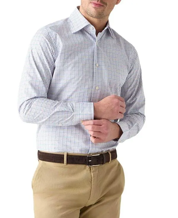Robert Talbott Madison Check Light Weight Poplin Shirt In Contemporary Fit - Raspberry Multi