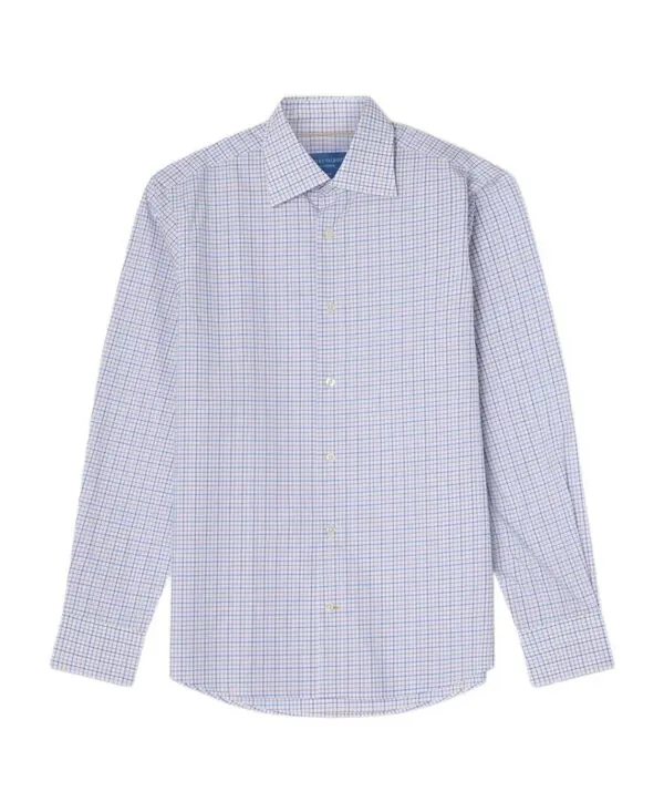 Robert Talbott Madison Check Light Weight Poplin Shirt In Contemporary Fit - Raspberry Multi