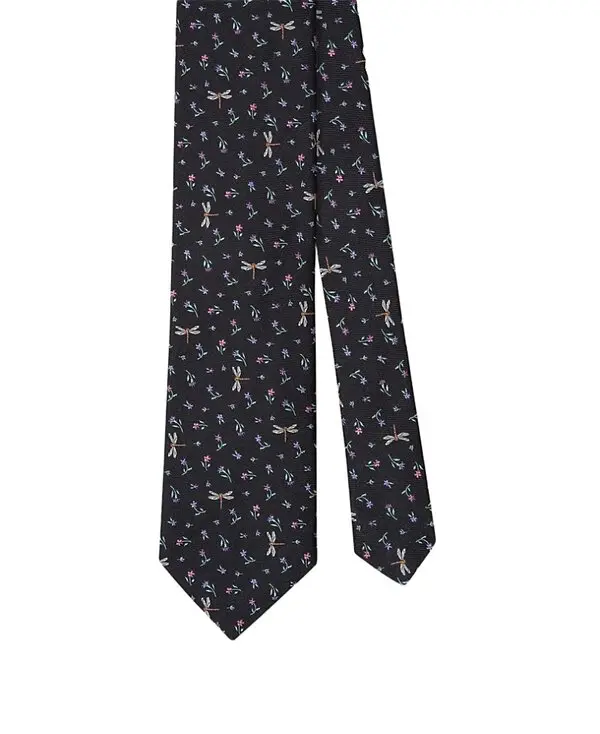 Robert Talbott Dragonfly Ditsy Floral Necktie - Navy