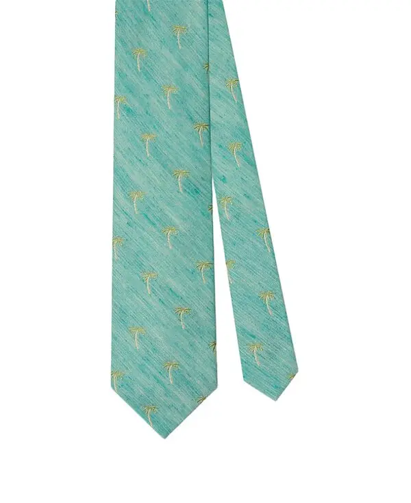 Robert Talbott Palm Silk Linen Necktie - Aqua