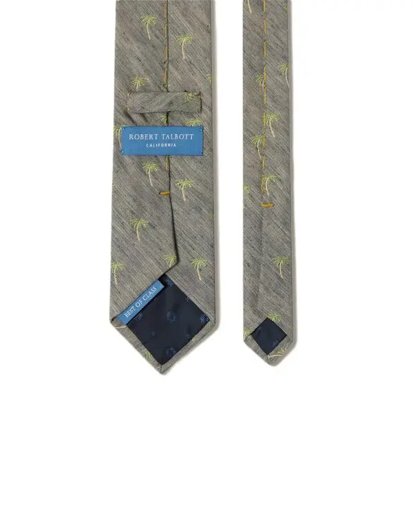 Robert Talbott Palm Silk Linen Necktie - Navy