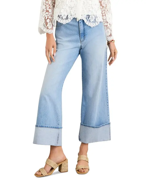 Karen Kane High Rise Cropped Wide Leg Jeans