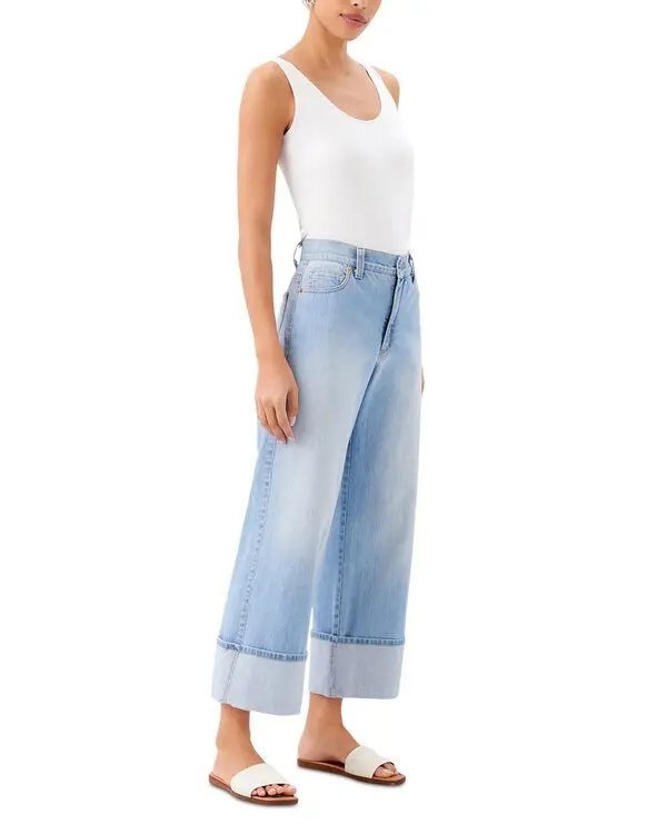 Karen Kane High Rise Cropped Wide Leg Jeans
