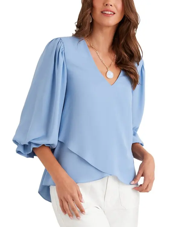 Karen Kane Crossover Hem Top - Chambray