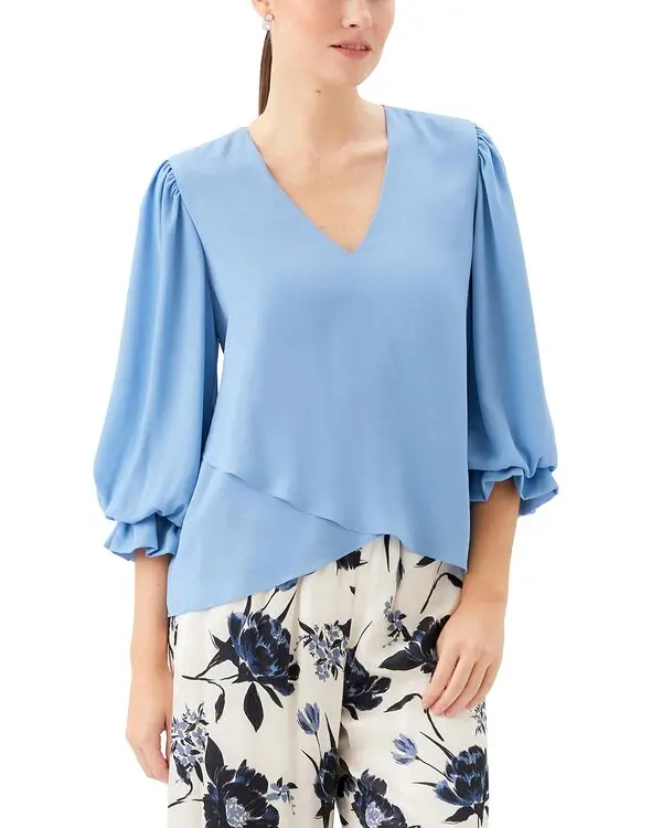Karen Kane Crossover Hem Top - Chambray
