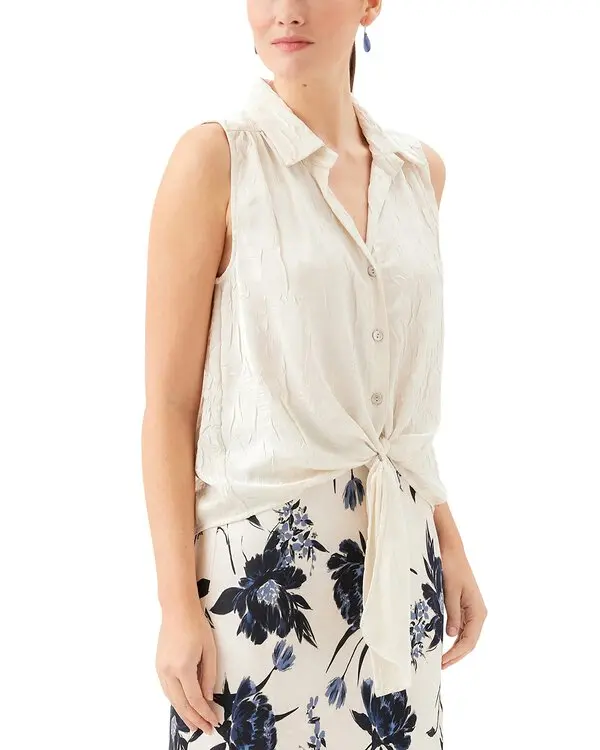 Karen Kane Sleeveless Tie-front Shirt - Ecru