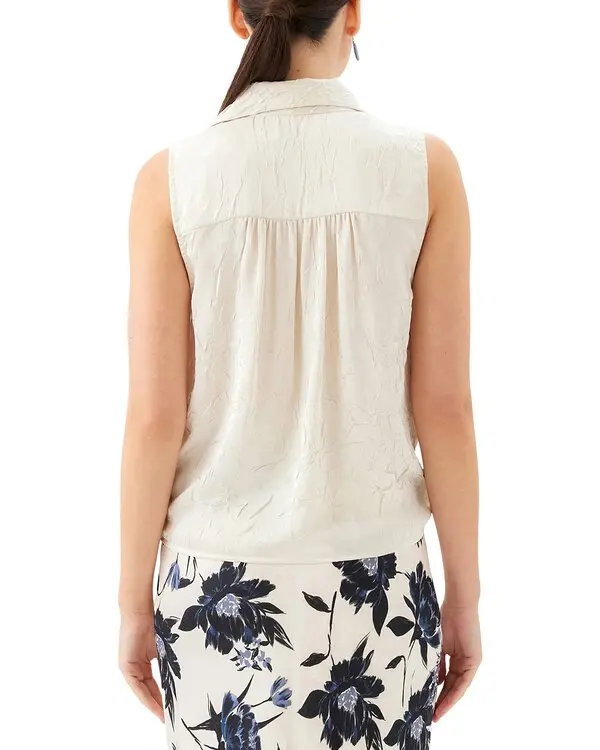 Karen Kane Sleeveless Tie-front Shirt - Ecru