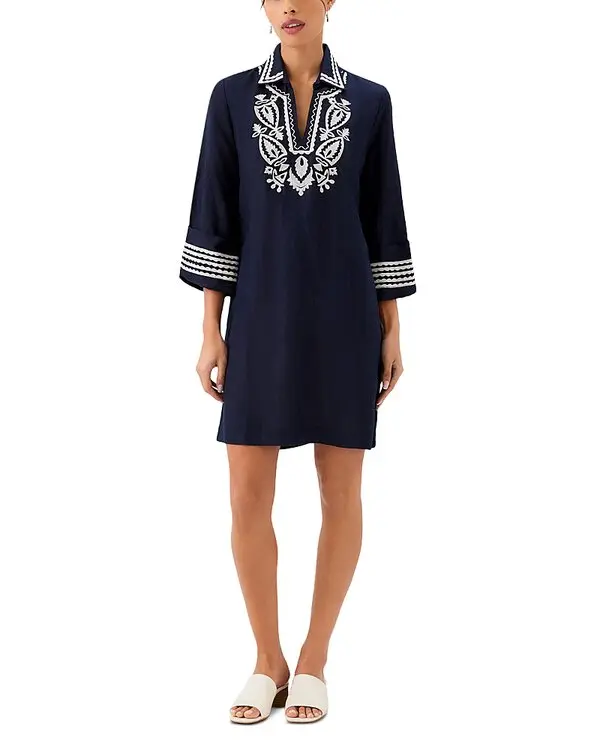 Karen Kane Embroidered Dress - Navy