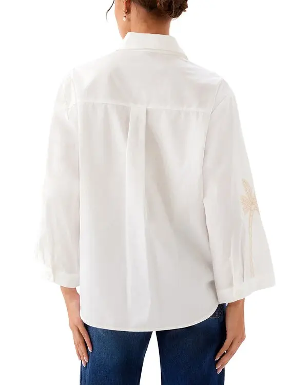 Karen Kane Embroidered Palm Tree Blouse