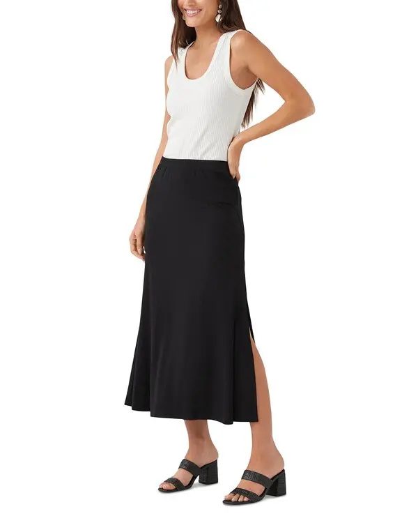 Karen Kane Side Slit Midi Skirt - Black