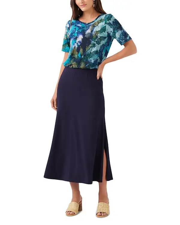 Karen Kane Side Slit Midi Skirt - Navy