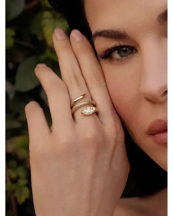 Ettika Marquise Cubic Zirconia Coiled Snake Ring