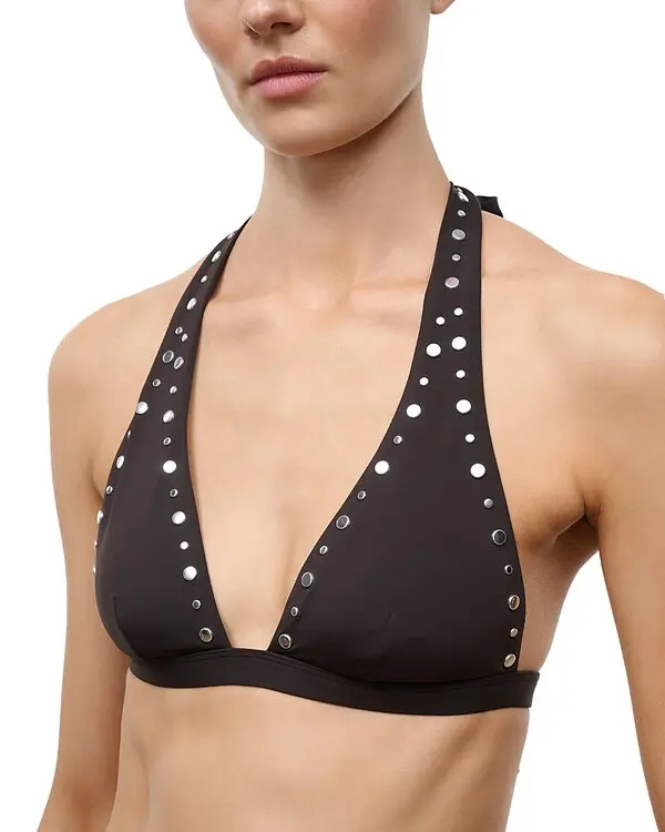 Staud Irina Bikini Top - Espresso Studded