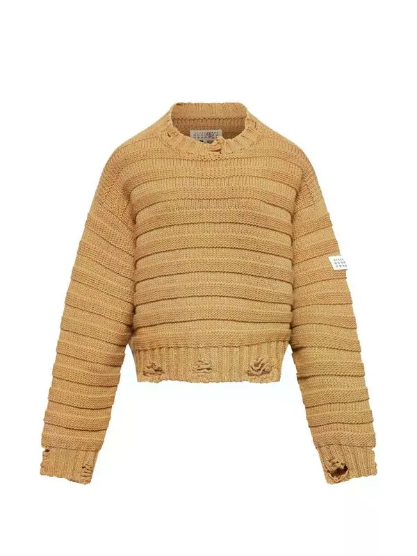MAISON MARGIELA Distressed Wool Jumper - Neutrals