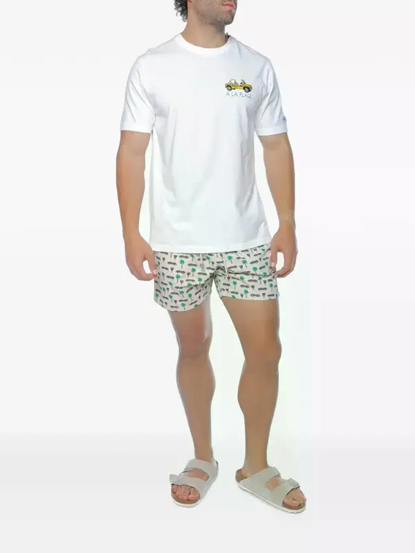 MC2 SAINT BARTH Palm Tree Print Swim Shorts - Neutrals
