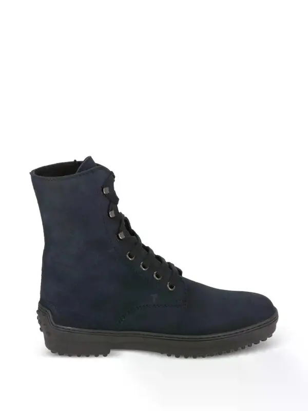 TOD'S Suede Lace-up Combat Boots - Blue